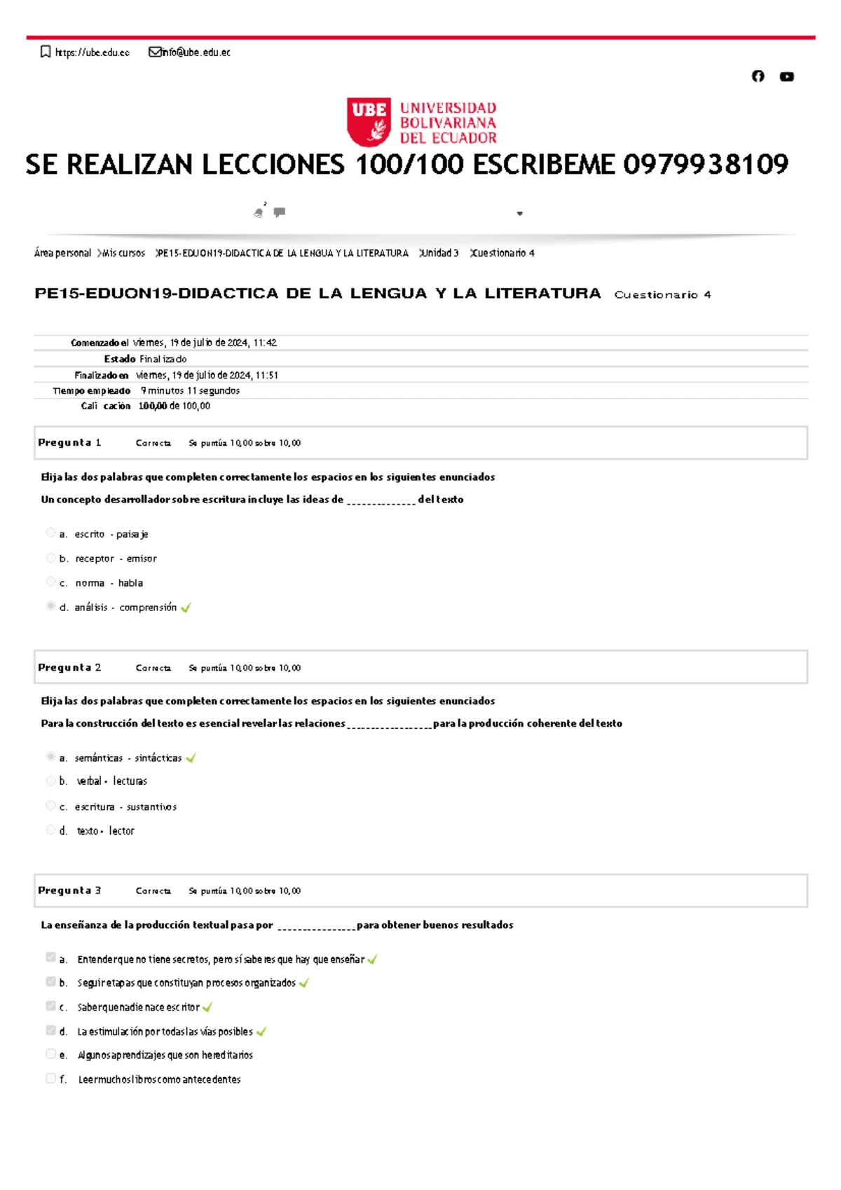 Cuestionario 1 - PE15-EDUON04 - Examen de Caracter Completo - Studocu