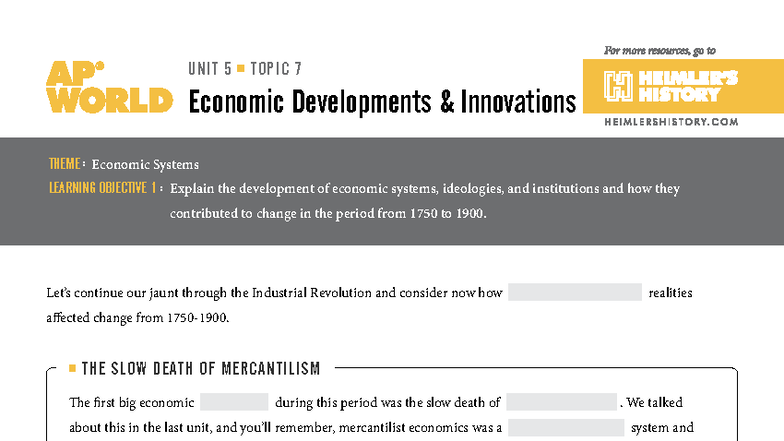AP World Unit 5 Topic 7: Economic Developments & Innovations - Studocu