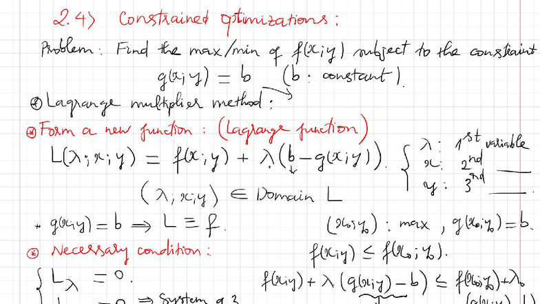 Constrained Optimization Techniques: Lagrange Multiplier Method (MATH 101) - Studocu