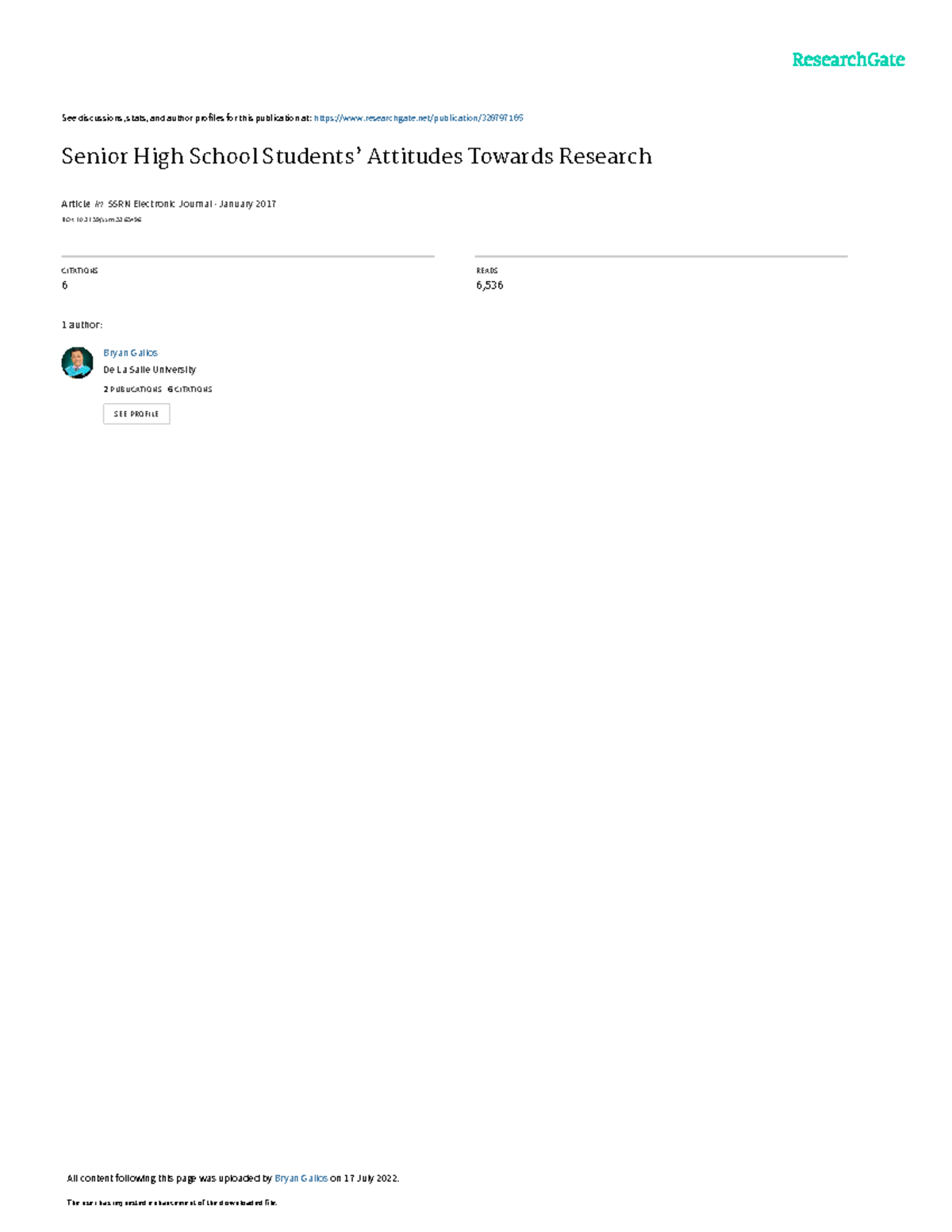 SHSStudents Attitudetowards Research - See discussions, stats, and ...