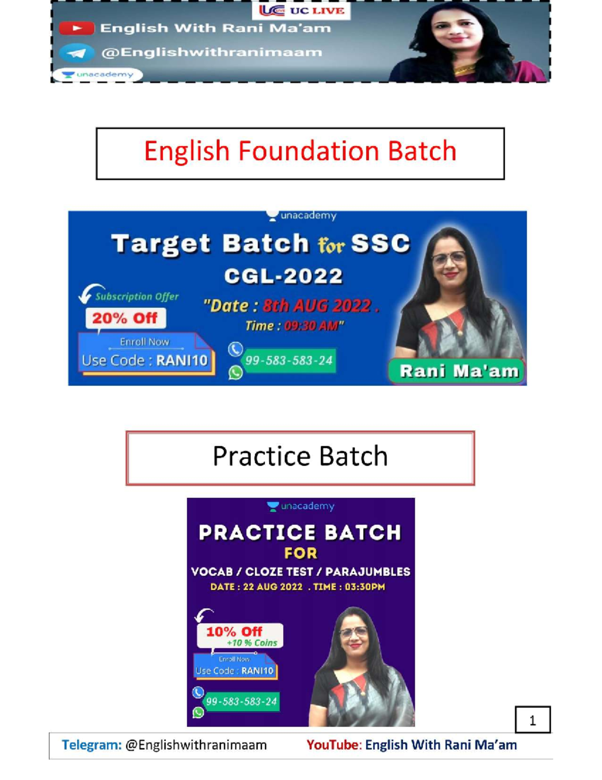 COnjunction Final Exam Notes - SSC Practice Batch RANI10 - Studocu