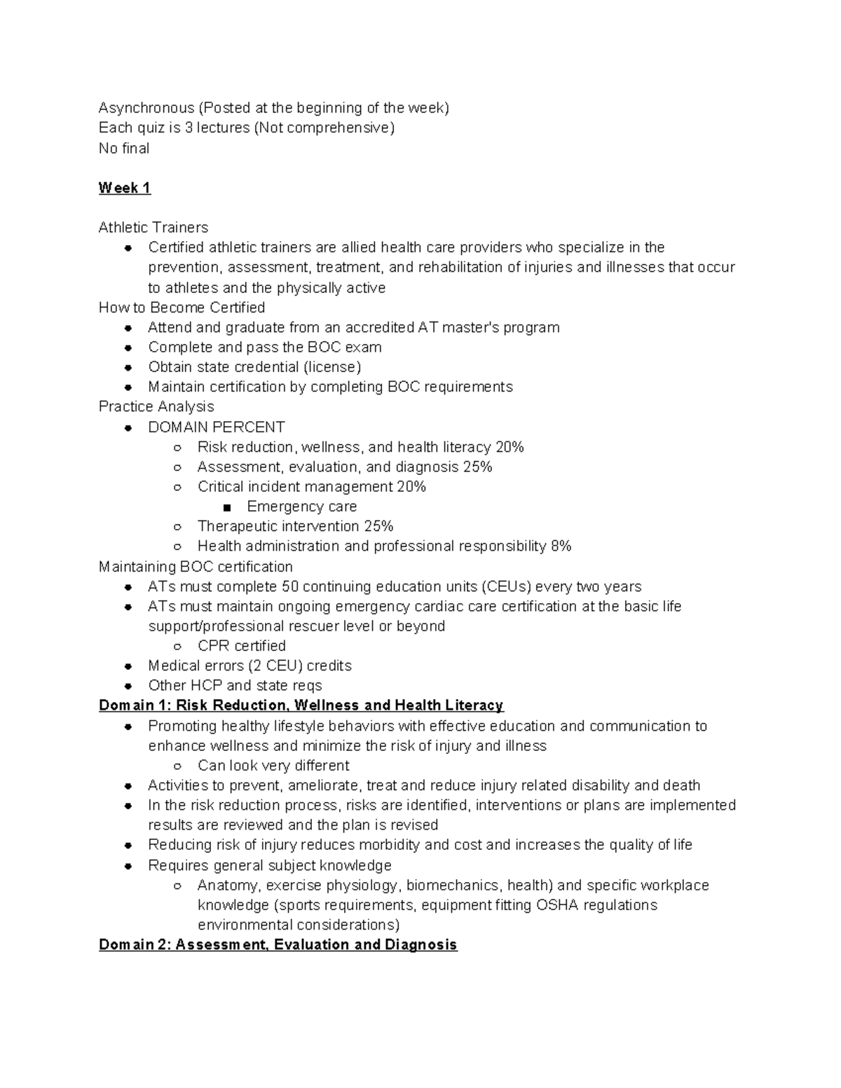 Week 3: Legal & Ethical Issues in Athletic Training (AT 101) - Studocu