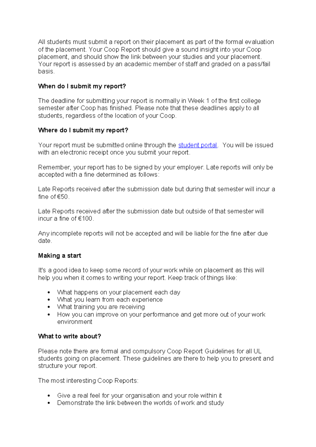 Cooperative Education Report Submission Guidelines and Insights - Studocu