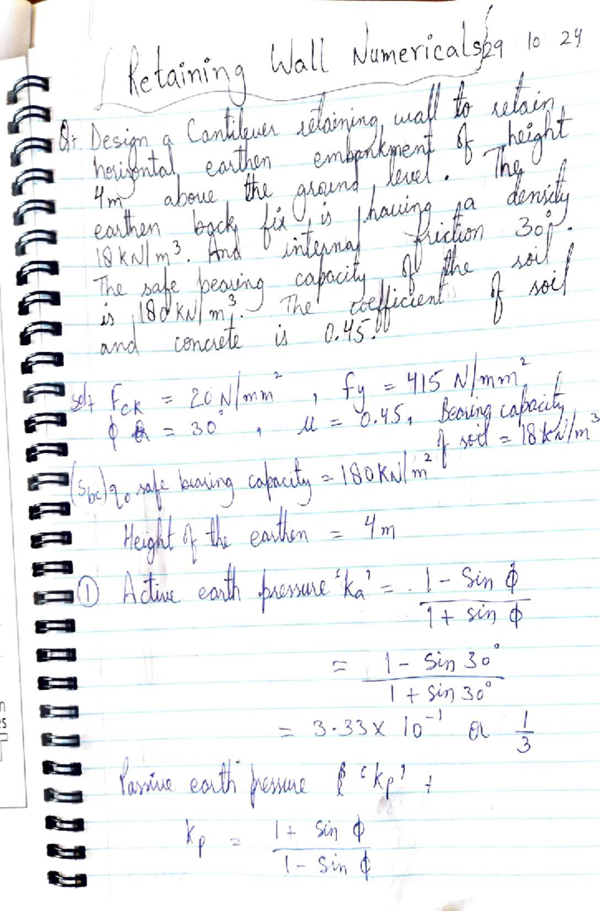 Retaining Wall Analysis - CE 101 Final Exam Notes - Studocu