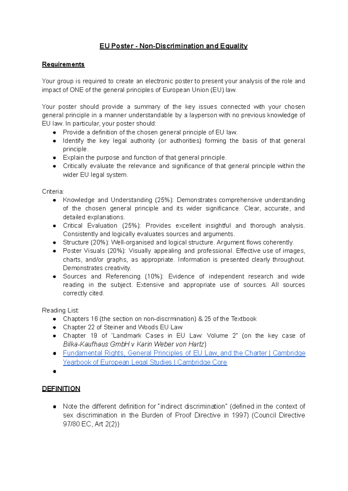 EU Poster on Equality Principles in EU Law Analysis - Studocu