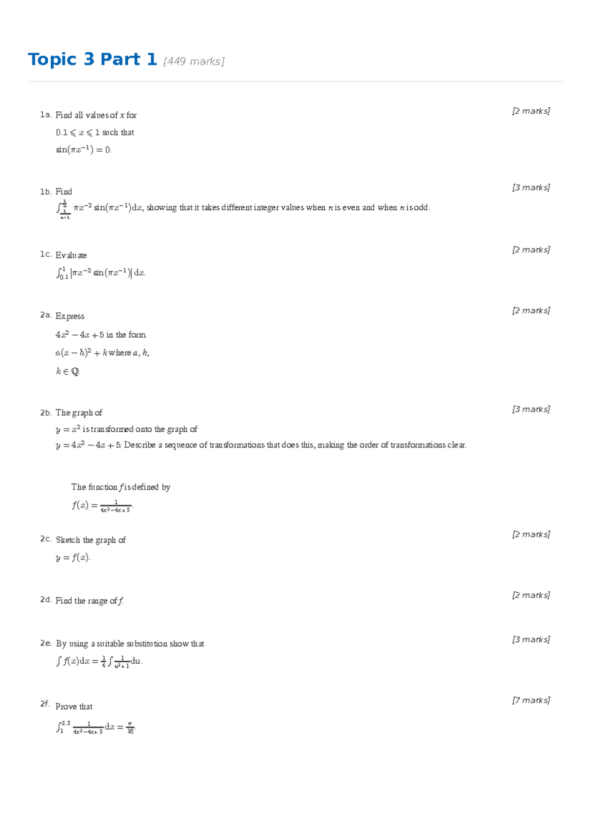 Topic 3 Part 1: Advanced Calculus Problems and Solutions - Studocu