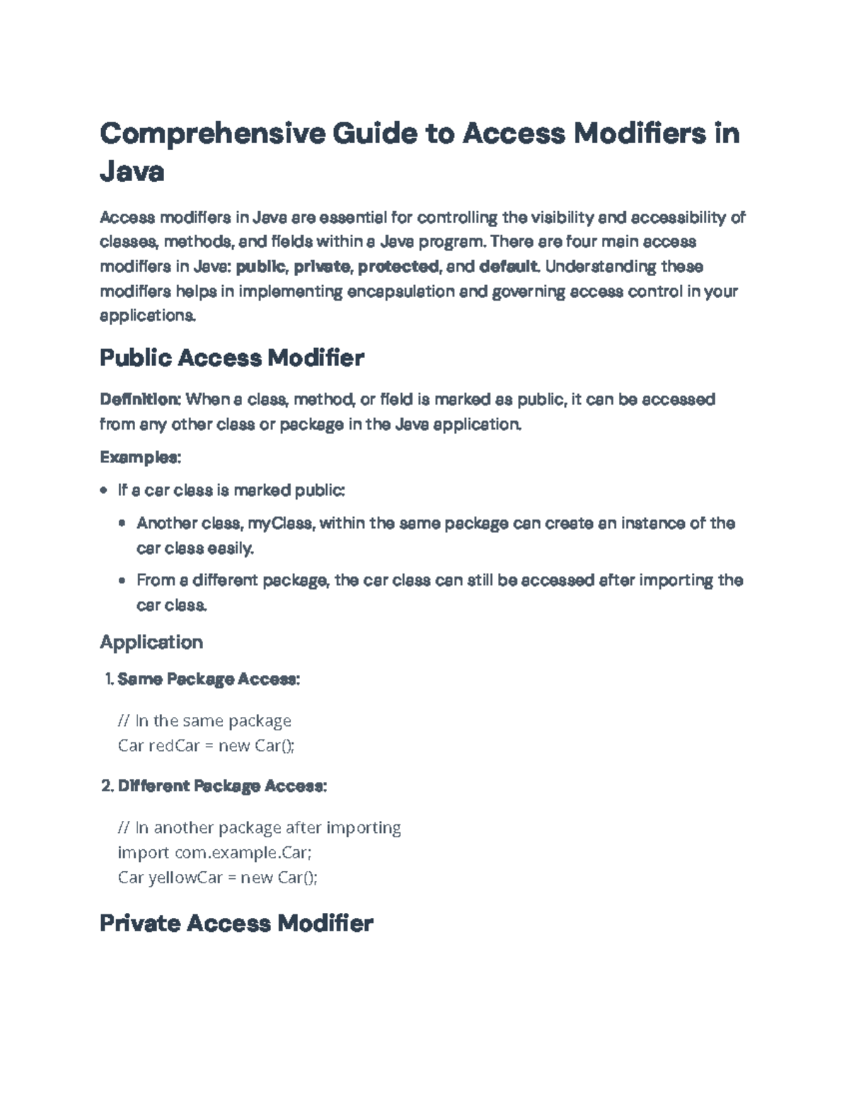 Java Access Modifiers: Visibility Control Explained (Java 101) - Studocu