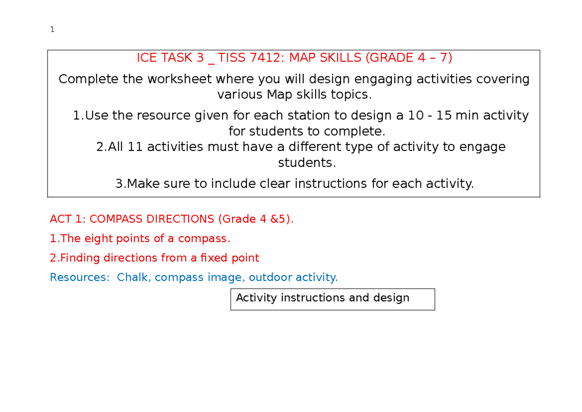 Map Skills Activity Design - ICE TASK 3 (TISS 7412) - Studocu