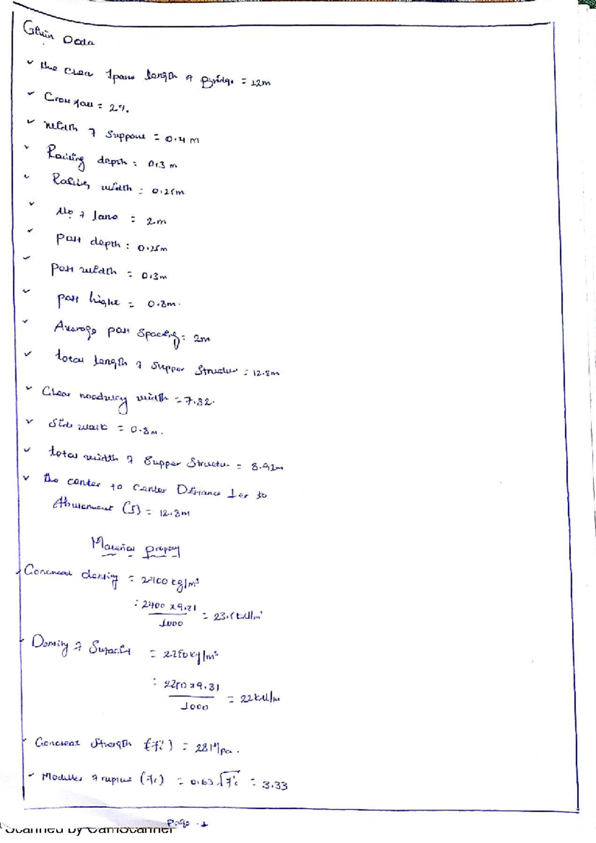 Practical Calculations for Bridge Design (ENG 101) - Studocu
