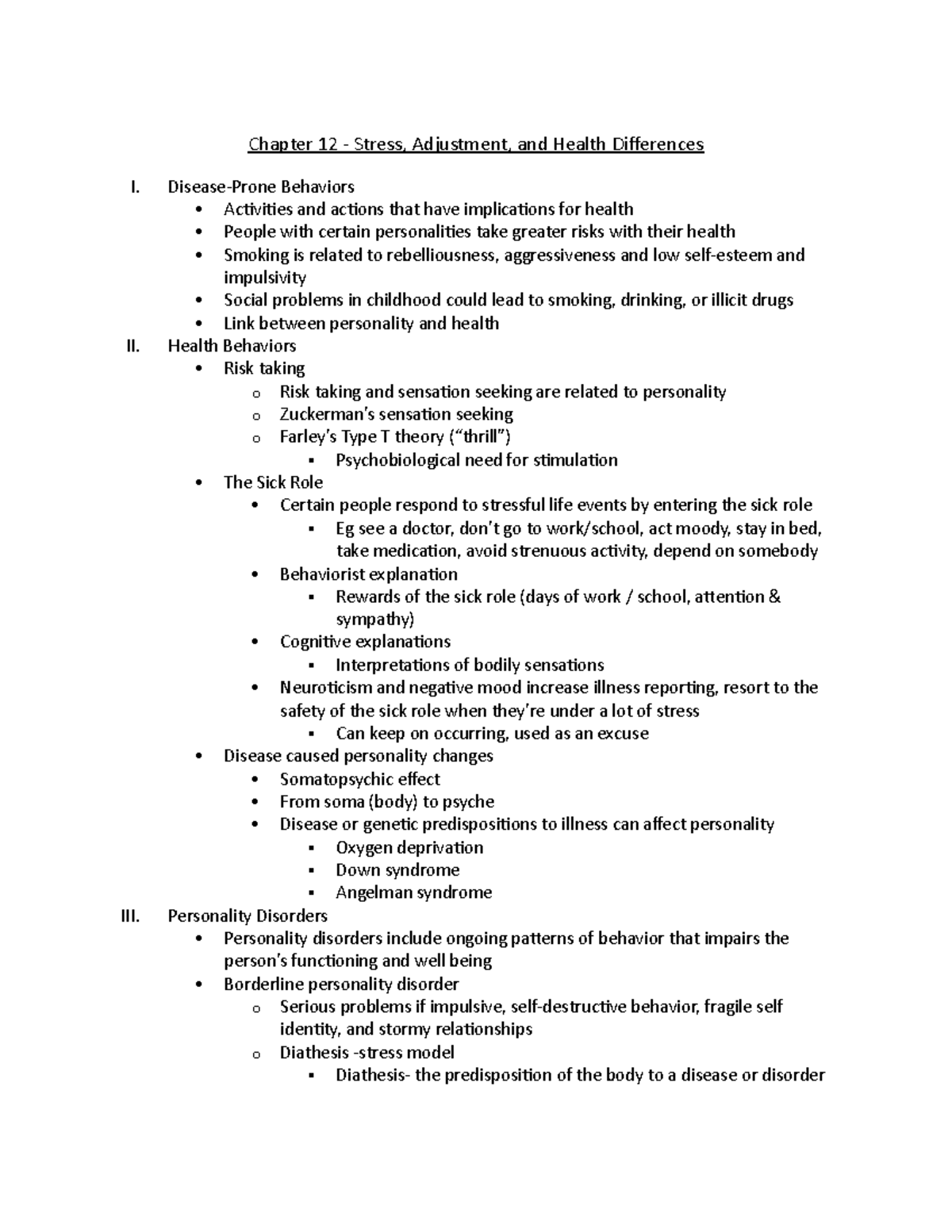 Ch 12 - Stress, Adjustment, & Health Differences - Chapter 12 - Stress ...