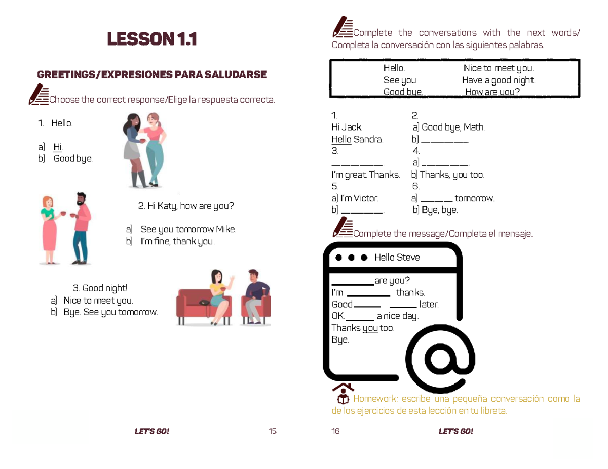 Greeting and Introduction Practice - Lesson 1.1 to 1.4 - Studocu