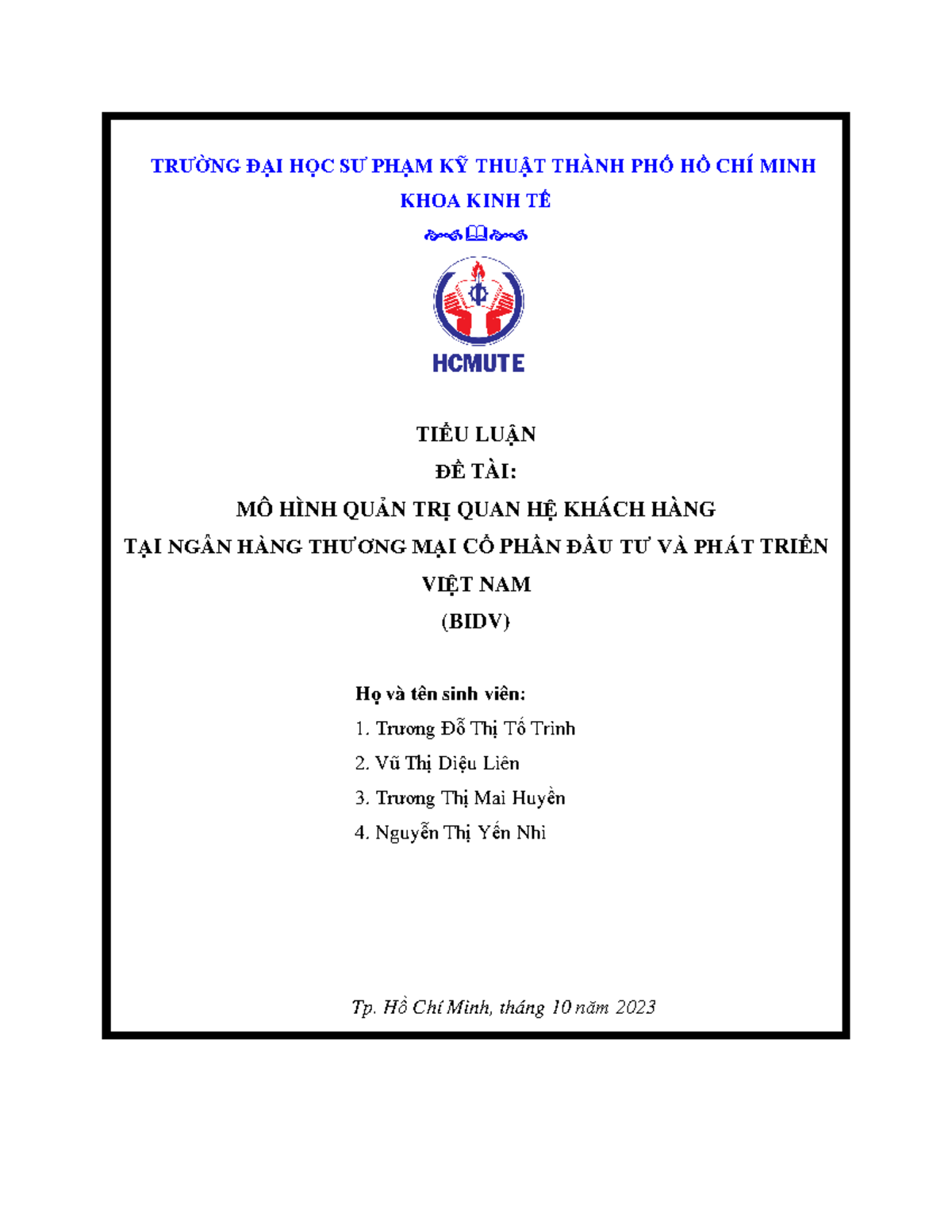 Nhóm 6 - DKDKK - TRƯỜ NG ĐẠI HỌC SƯ PHẠM KỸ THUẬT THÀNH PHỐ HỒ CHÍ MINH ...