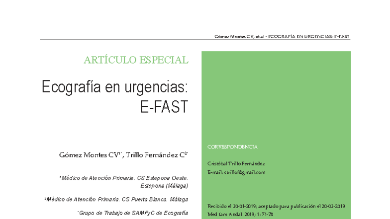 Ecografía en Urgencias: Protocolo y Aplicaciones del FAST (ECOGRAFÍA ...