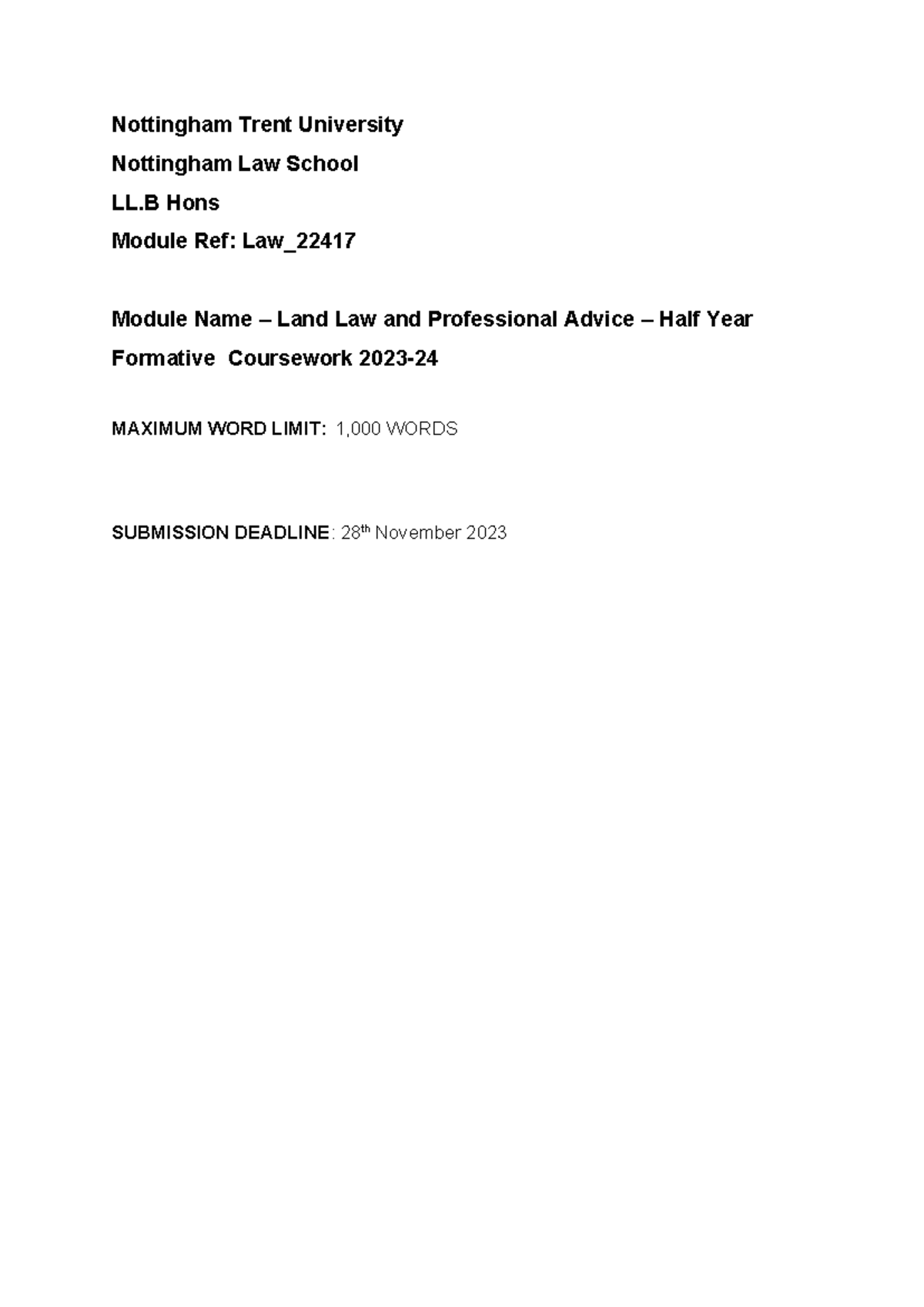 HY Land Formative Assessment - Nottingham Trent University Nottingham ...