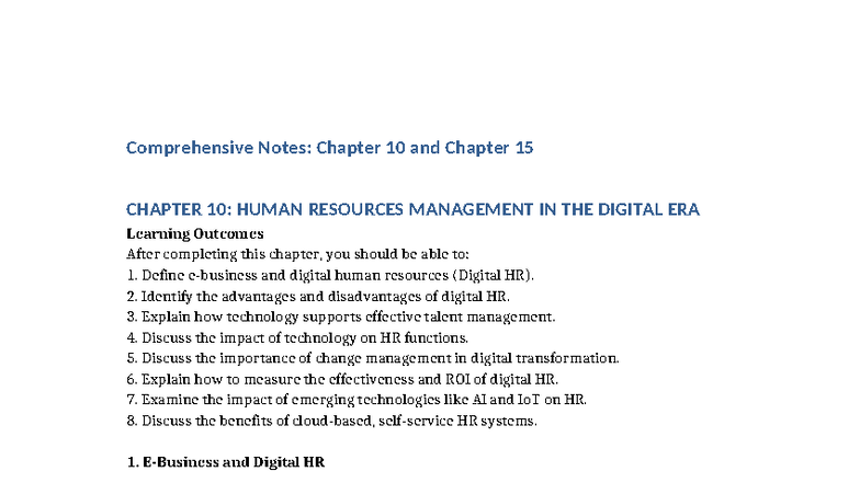 Comprehensive Notes: HR Management in Digital Era & Global Context (Ch ...