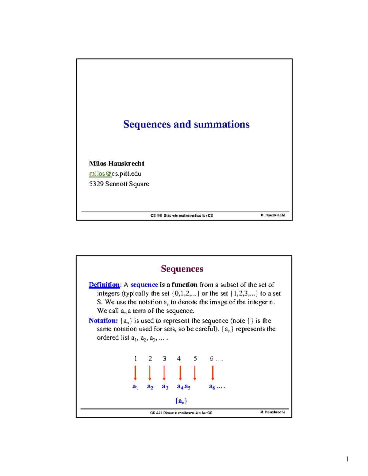 W6 Sequences - discrete math sequence lecture notes - Sequences ...