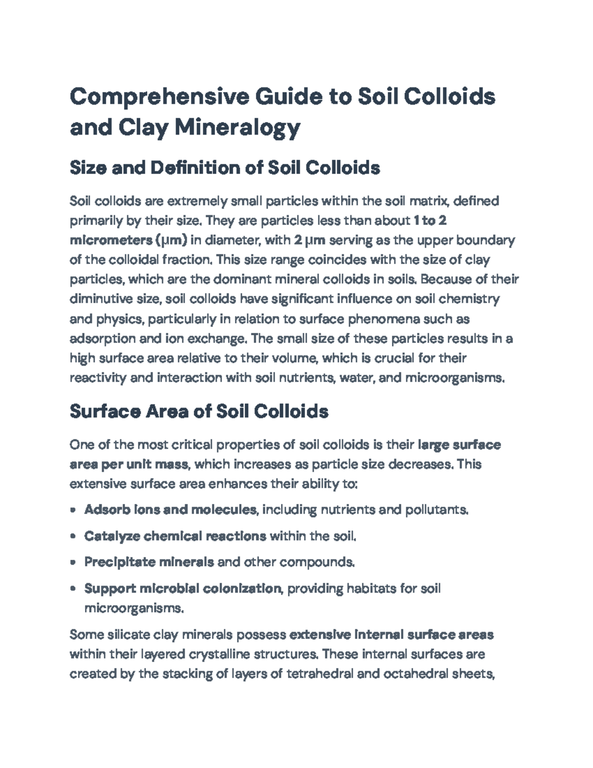 Comprehensive Guide to Soil Colloids & Clay Mineralogy (Soil Science) - Studocu