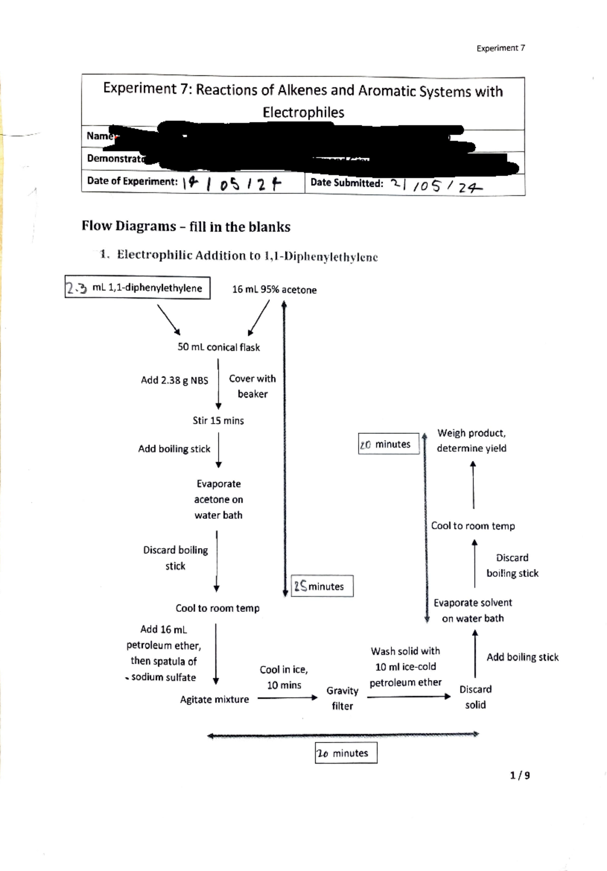 CHEM1101 - Experiment 7: Electrophilic Reactions of Alkenes & Aromatics ...