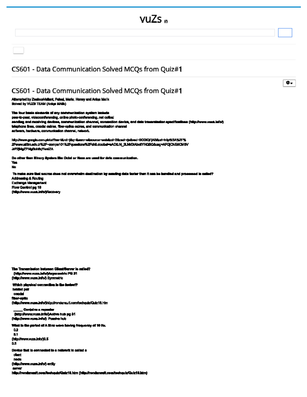 CS601 Quiz 1 Study Guide and Reference Materials - Studocu