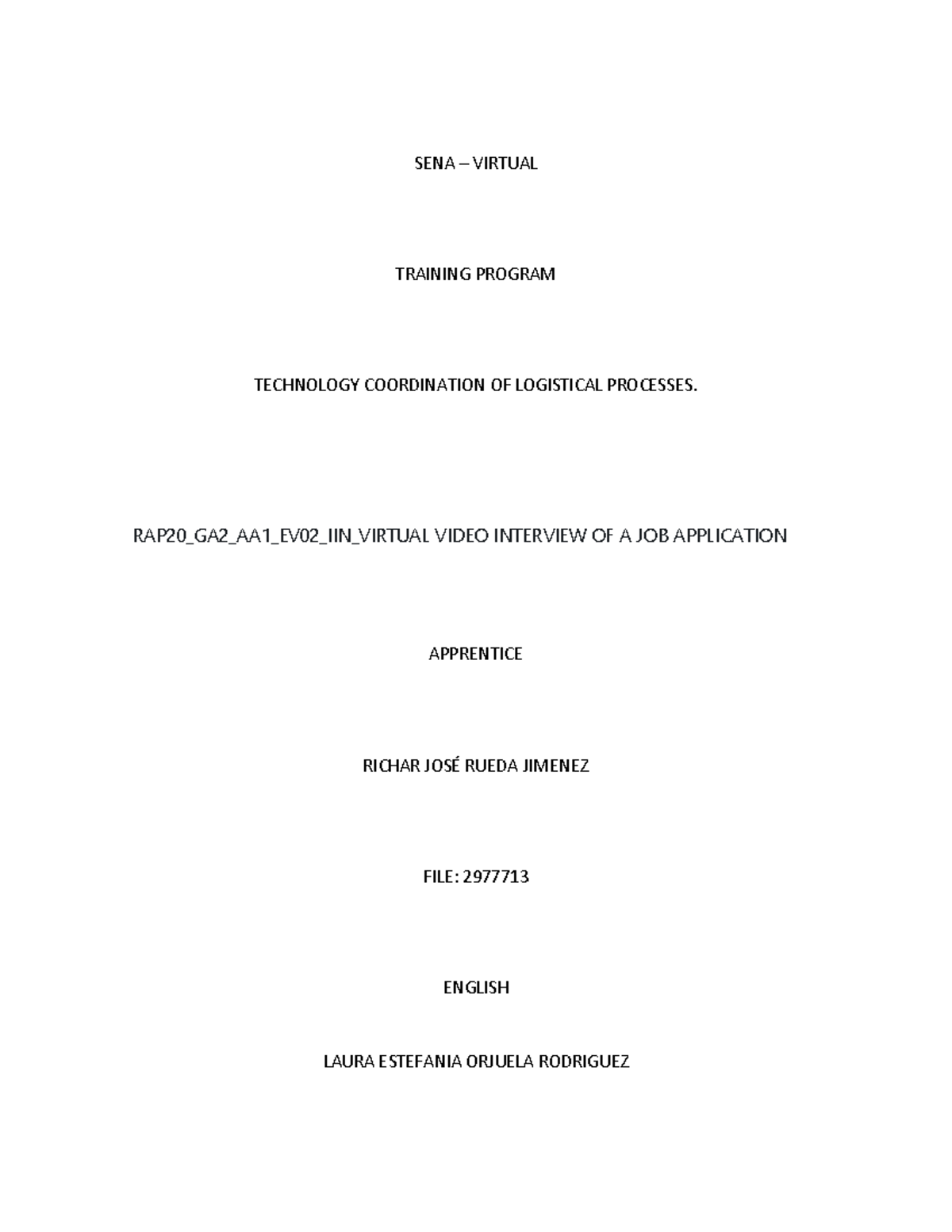 RAP20 GA2 AA1 EV02 IIN Job Application Virtual Video Interview Guide ...