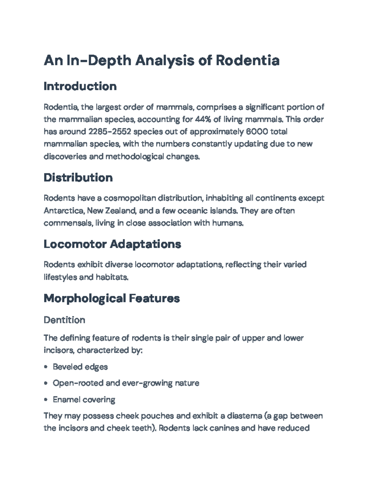 Comprehensive Analysis of Rodentia: Morphology and Ecosystem Roles - An ...