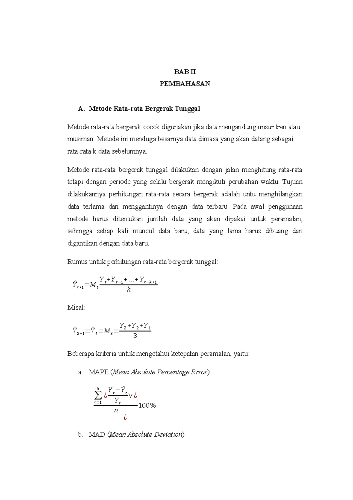 Metode Rata-rata Bergerak dalam Analisis Data dan Peramalan ISI - Studocu