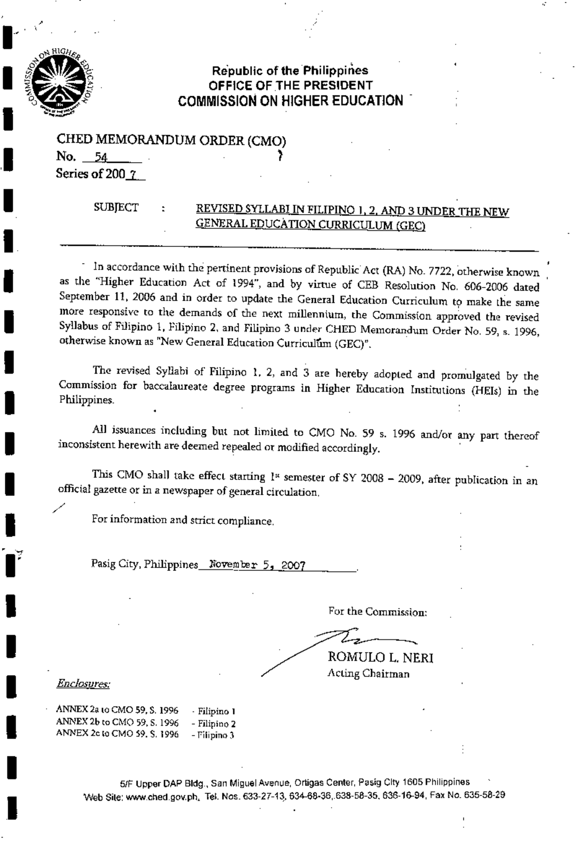 CMO-No - CHED Memo - Masining na Pagpapahayag - Studocu