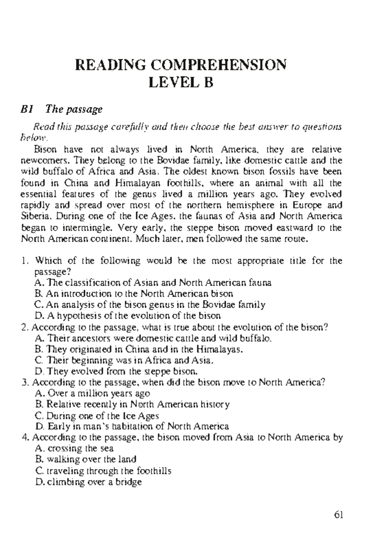 BT Doc Hieu B1-B3: Reading Comprehension Exercises Level B - Studocu