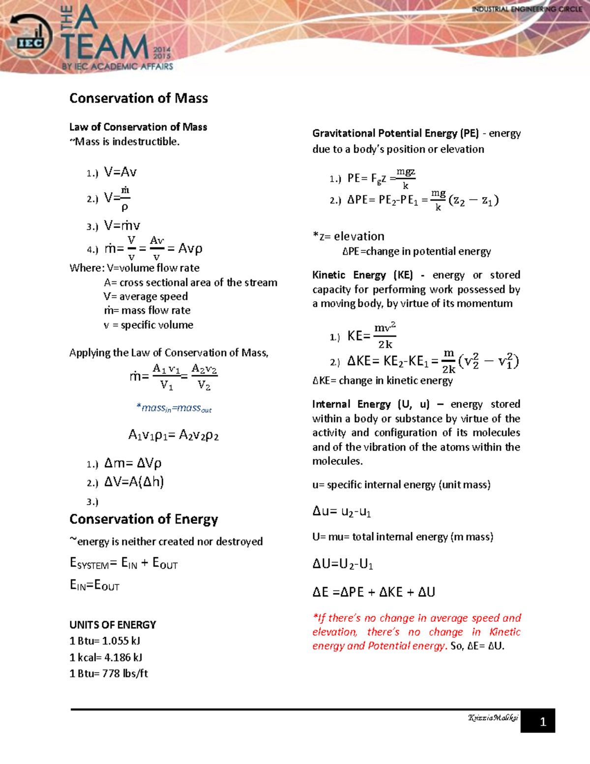 Thermodynamics - Reviewer 2: Key Concepts and Conservation Laws - Studocu