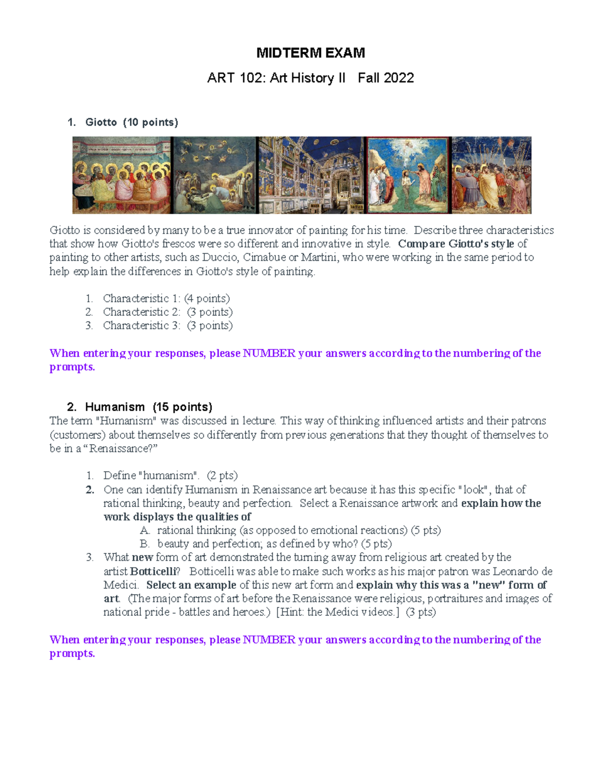ART 102 Midterm Exam Questions - Art History II Fall 2022 - Studocu