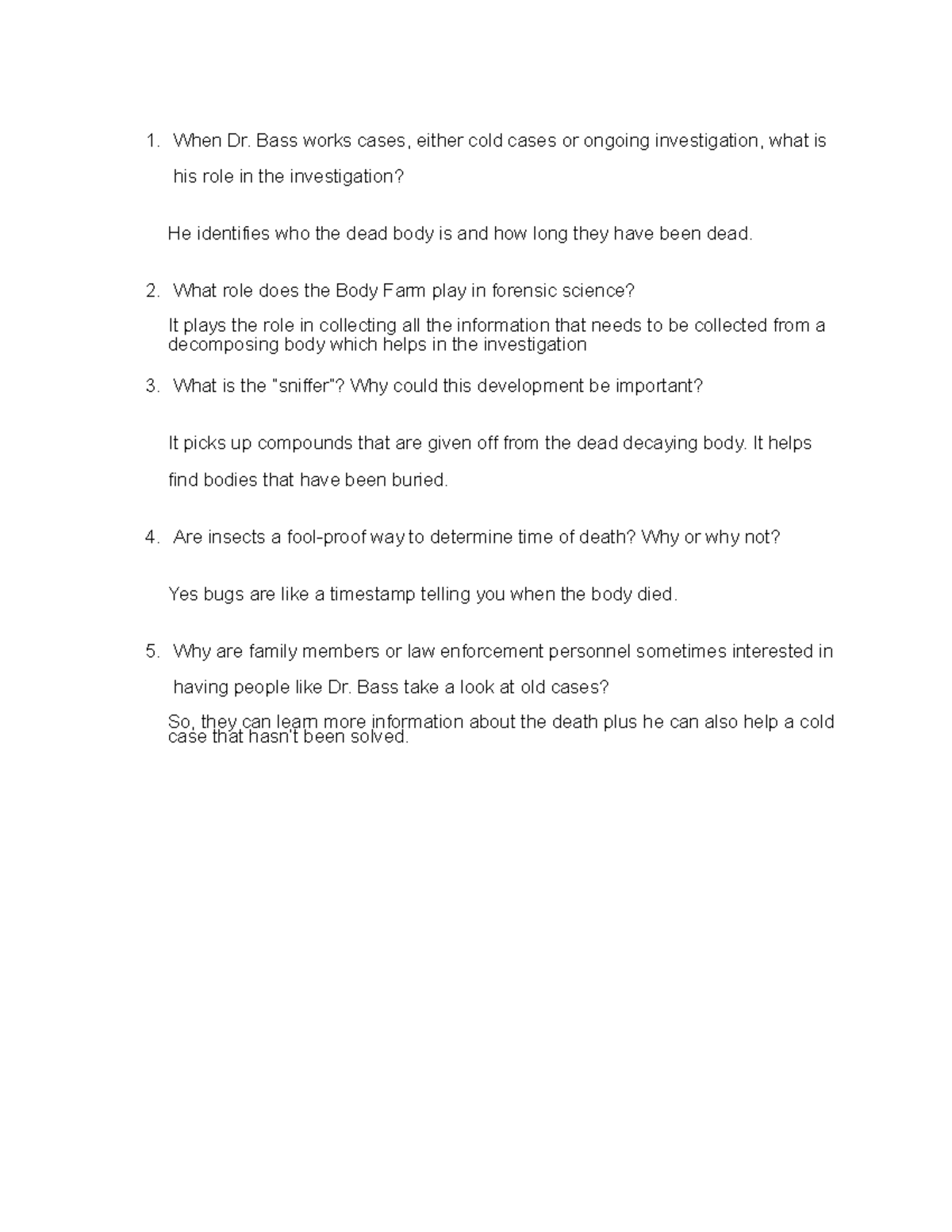 Unit 6 Lab: Forensic Science & Human Remains Analysis - Studocu