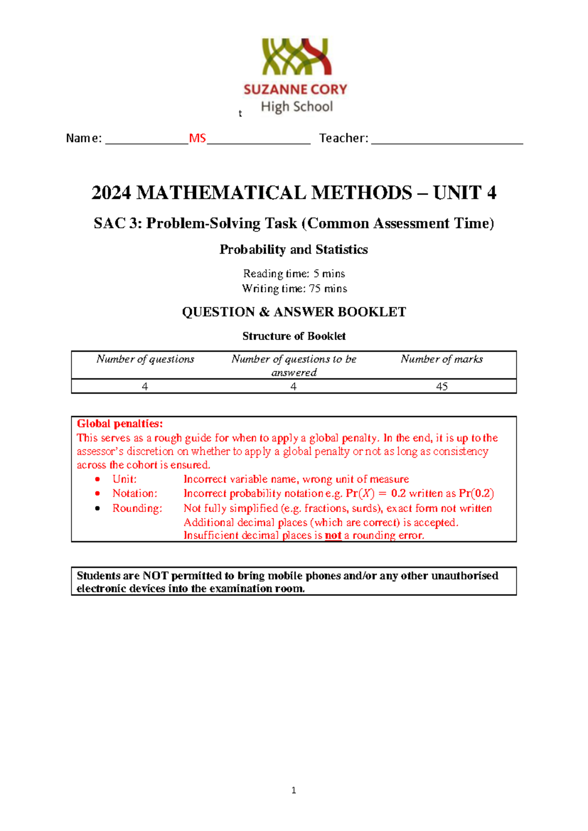2024 12MME Mathematical Methods SAC 3: Probability & Statistics ...