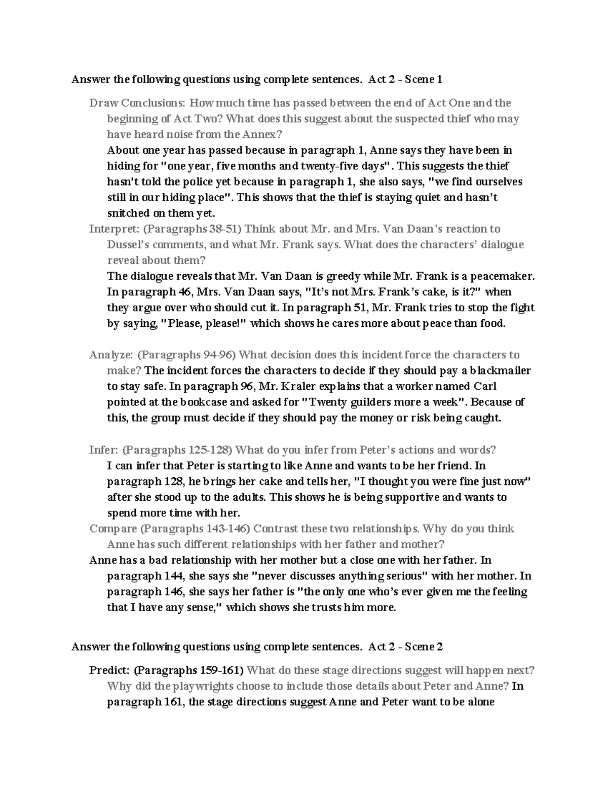 Act 2 Scenes 1 & 2 Questions: Analysis & Interpretations - Studocu