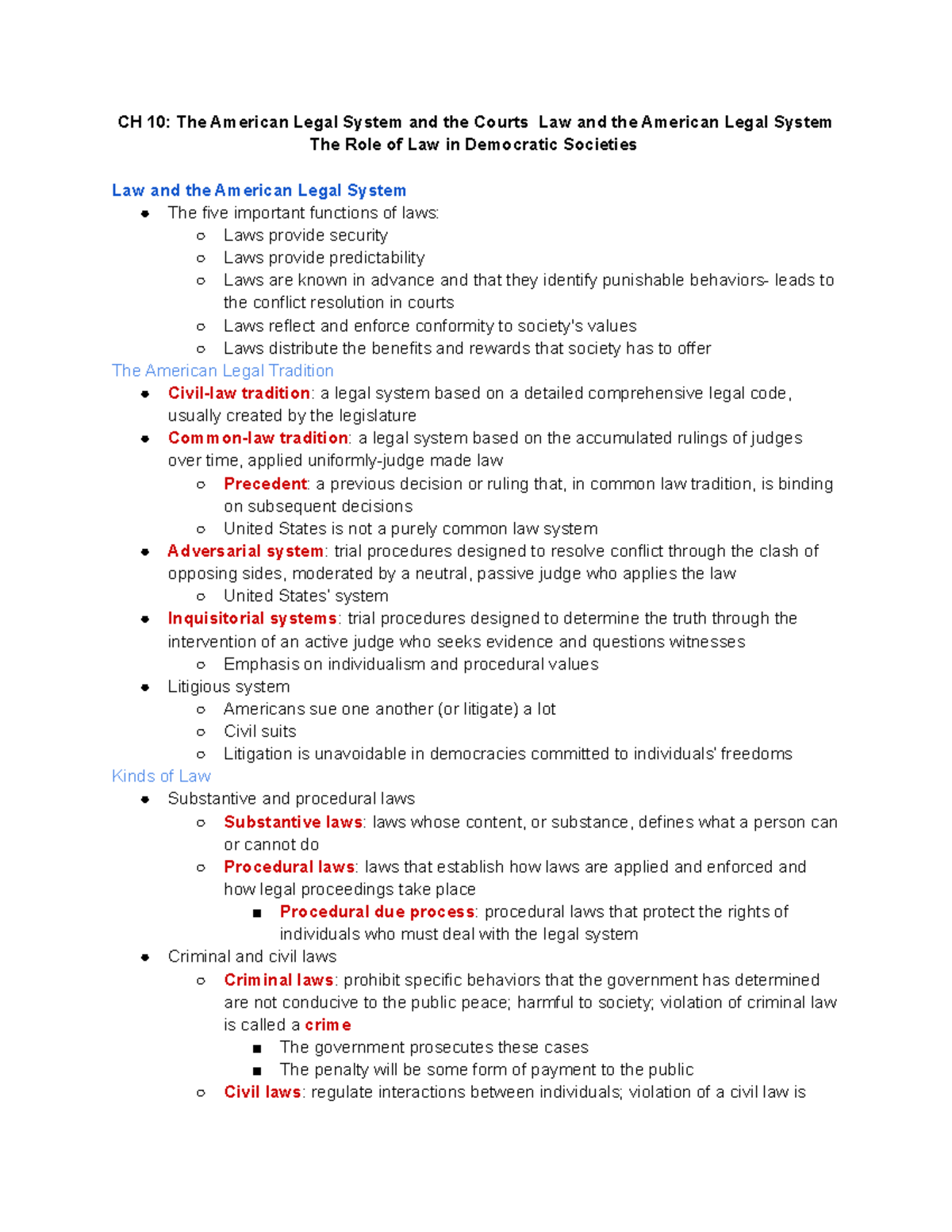Chapter 10: Understanding the Judicial Branch and Legal Systems - Studocu