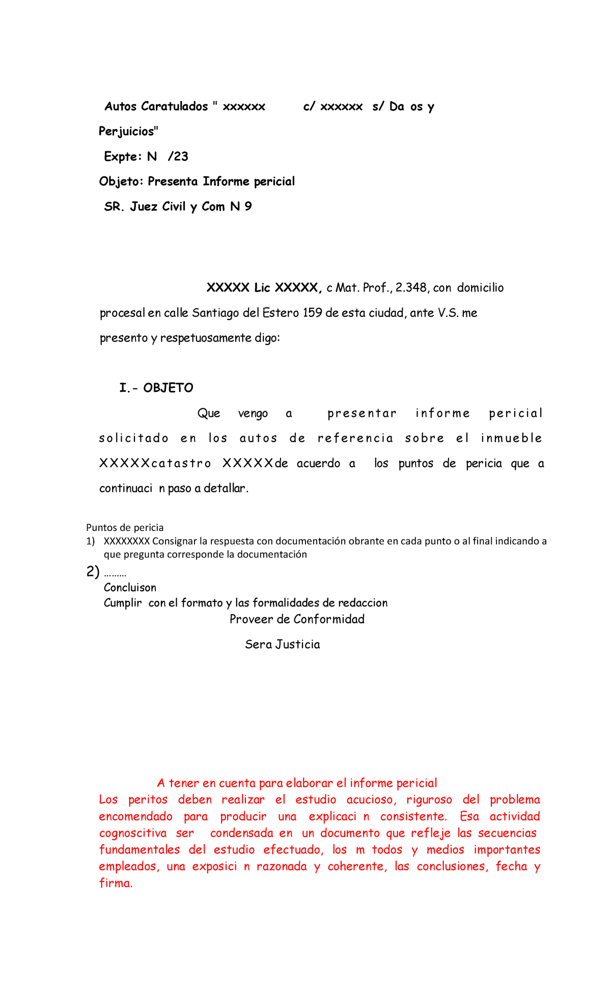 Modelo de Informe Pericial para TP - 2024: Detalles y Estructura - Studocu