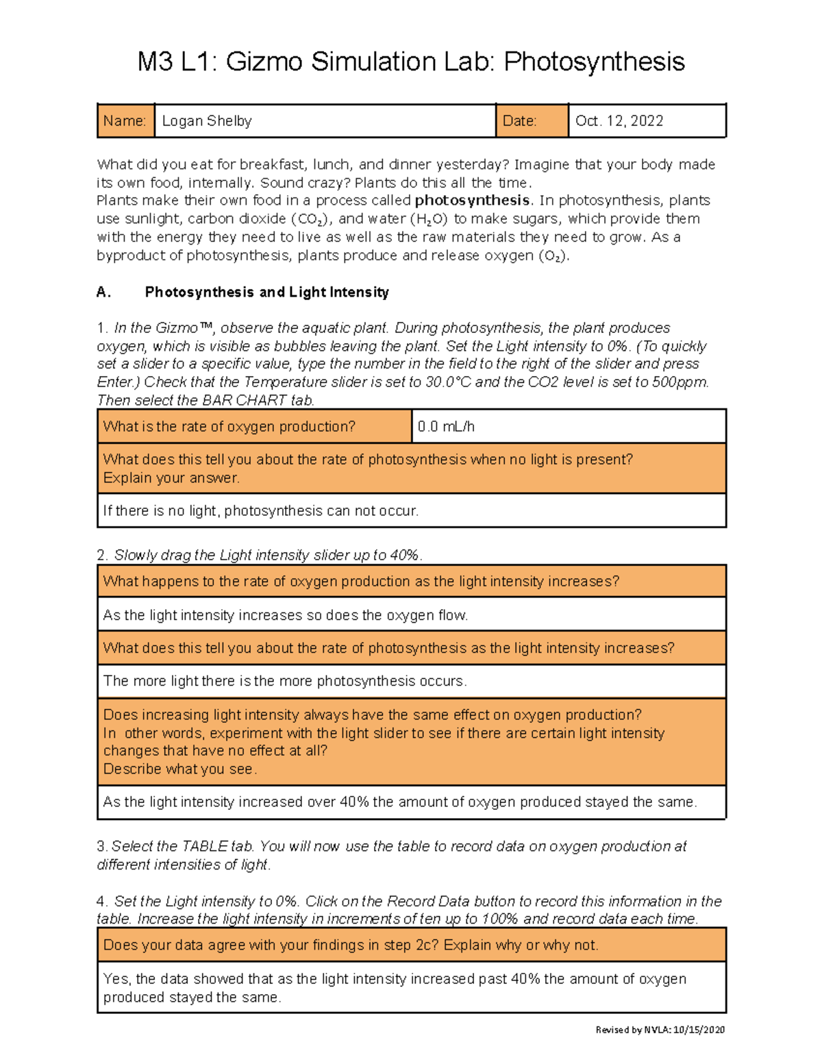 M3 L1 Gizmo Simulation: Exploring Photosynthesis Dynamics - Studocu