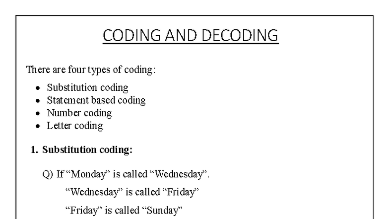 CODING AND DECODING: Types & Examples of Coding Techniques - Studocu