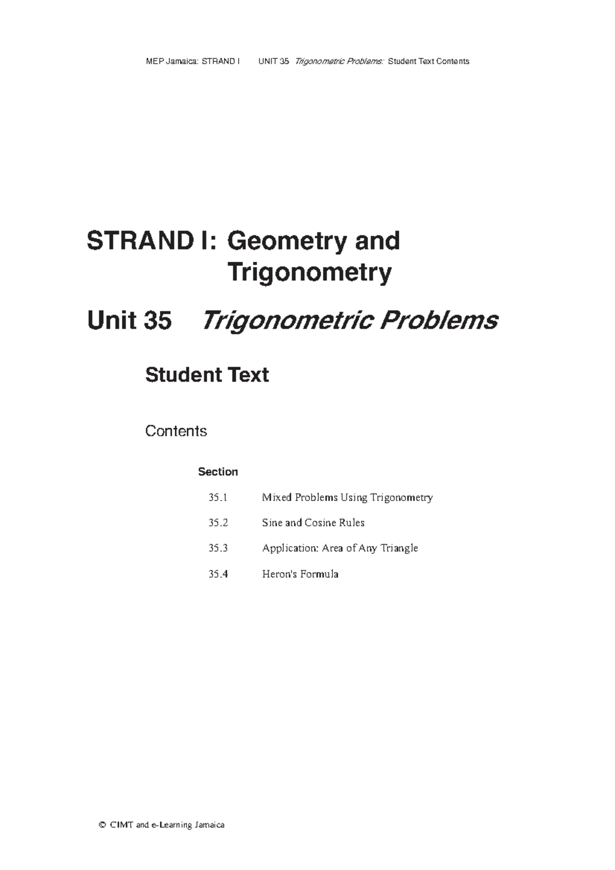 MEP Jamaica: STRAND I UNIT 35 Trigonometric Problems - Student Text ...