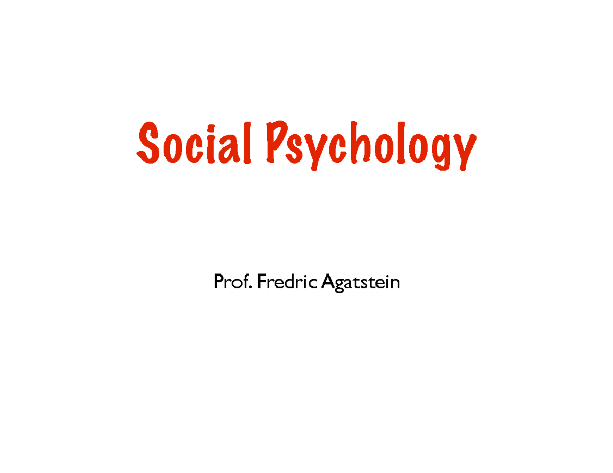 Social Psychology: Concepts and Influences on Behavior (PSY 101) - Studocu