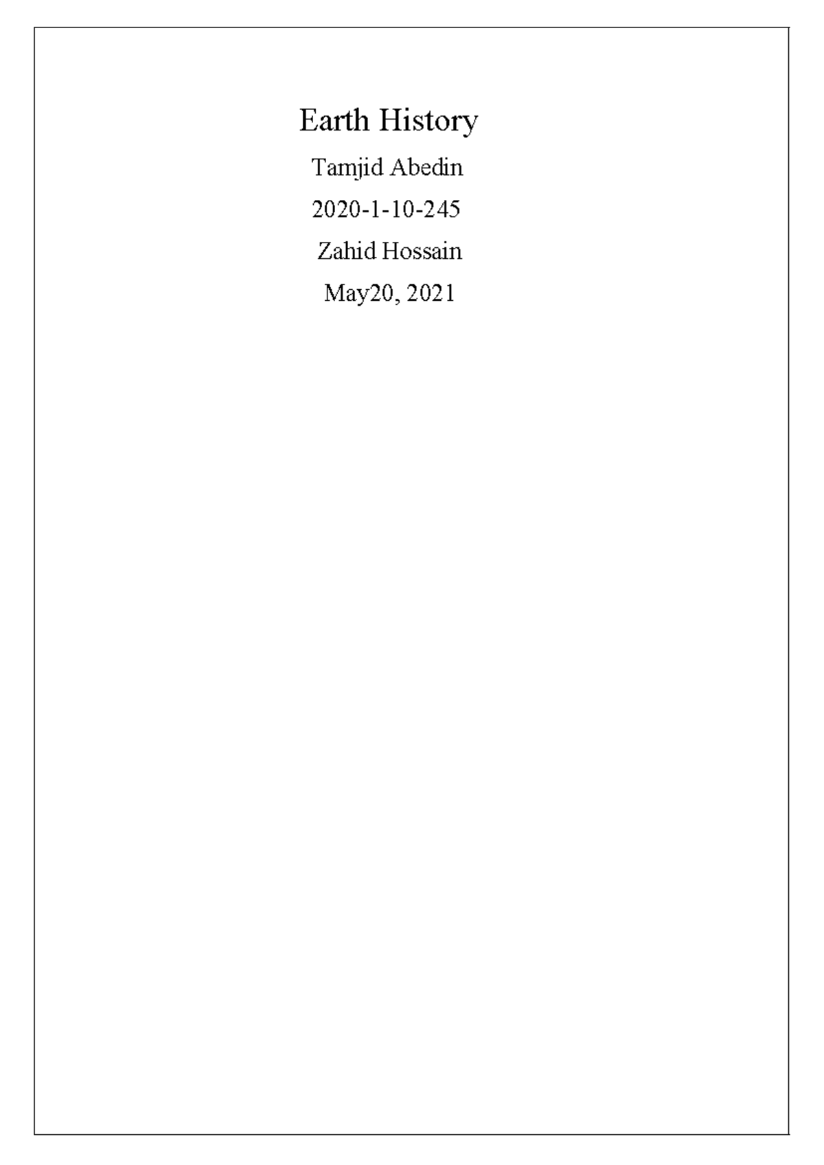 Earth History: A Term Paper on Planetary Evolution and Extinctions ...