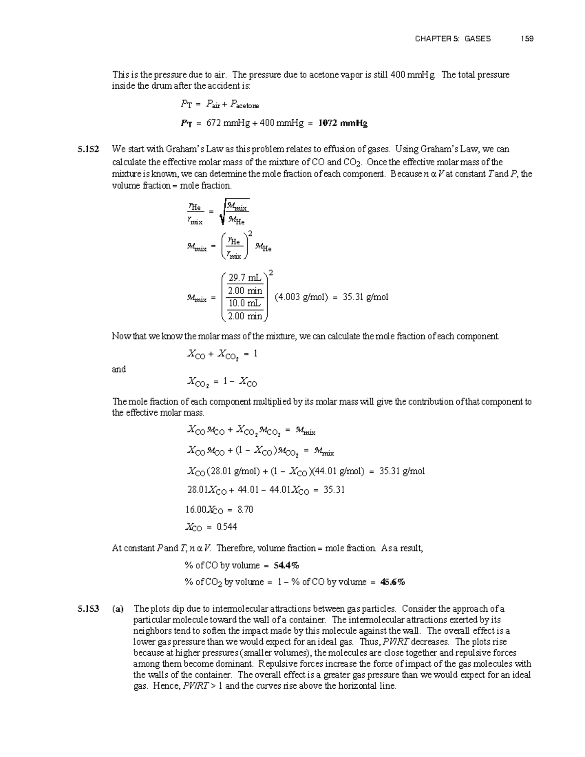 CHAPTER 5: GASES - Pressure and Molar Mass Calculations (CHEM 10) - Studocu