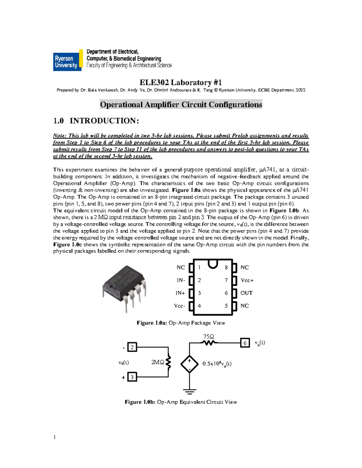 ELE302 Lab 1: Operational Amplifier Circuit Configurations - Studocu