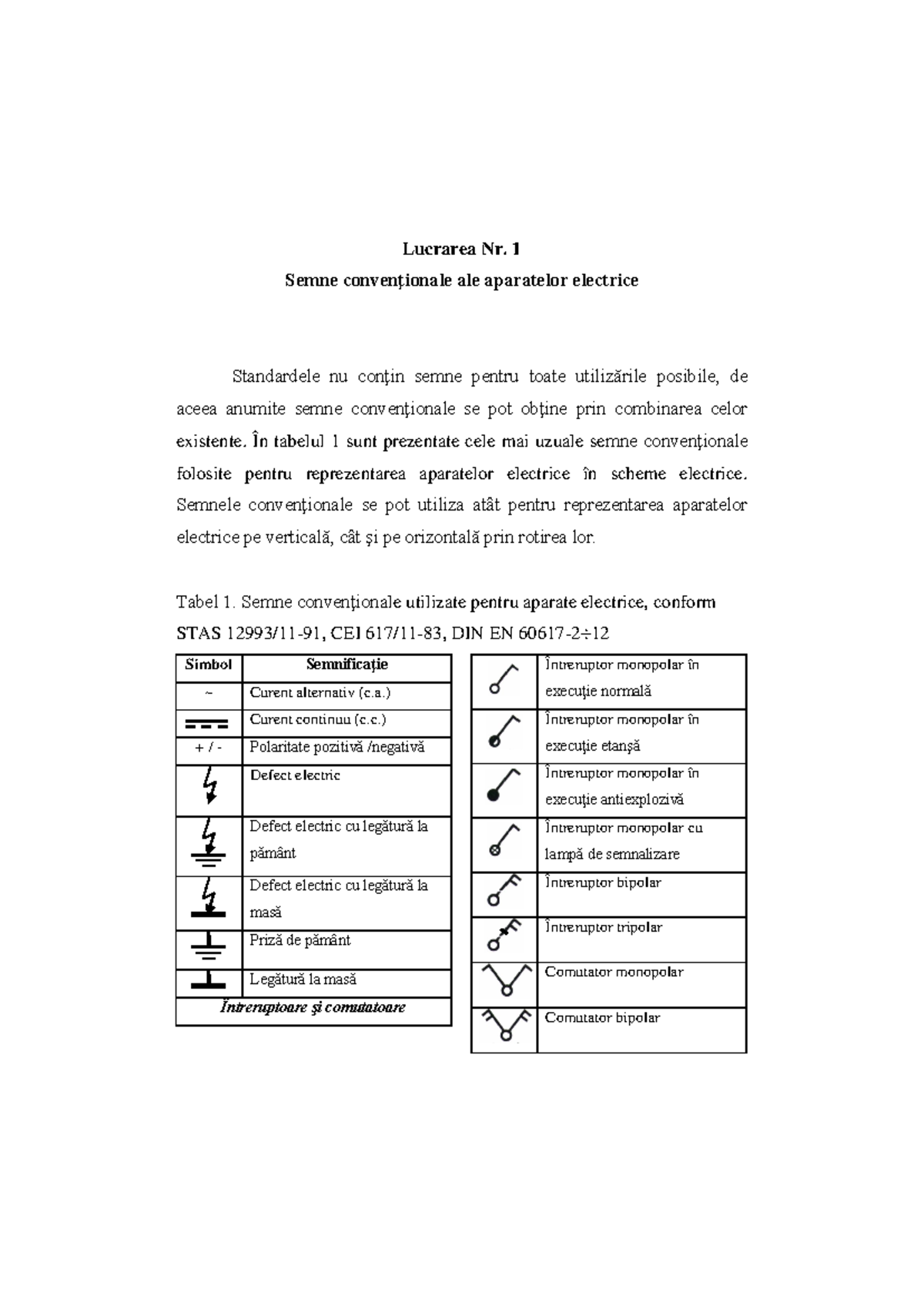 Lcr.1 Semne convenționale pentru aparate electrice în scheme - Studocu