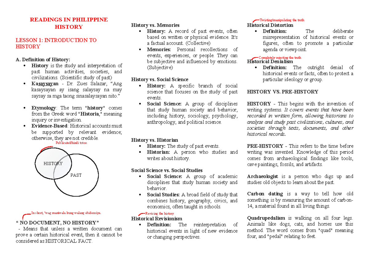 RPH-Midterm-Lesson Notes: Key Concepts in Philippine History - Studocu