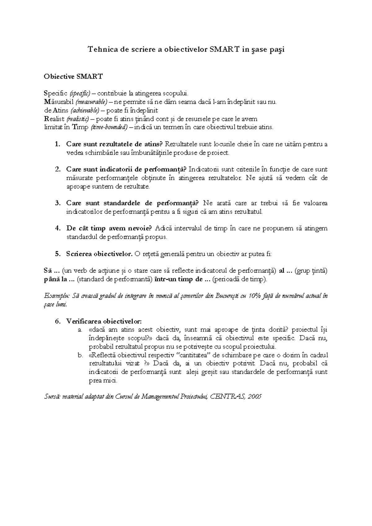 Obiective Smart - Tehnica de scriere a obiectivelor SMART in şase paşi ...