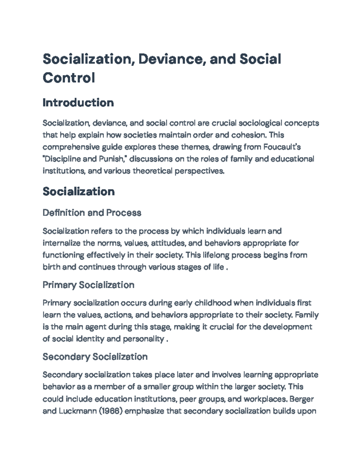 Sociology Concepts: Socialization, Deviance, and Control Mechanisms ...