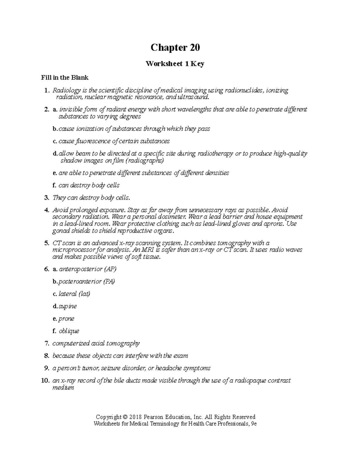 Chapter 1 Worksheet - Chapter 1 Introduction to Medical Terminology ...