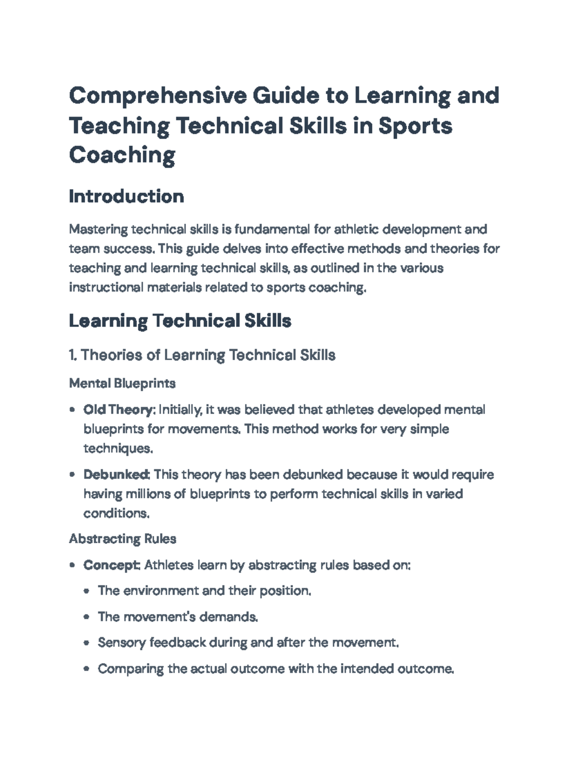 Comprehensive Guide to Teaching Technical Skills in Sports Coaching ...