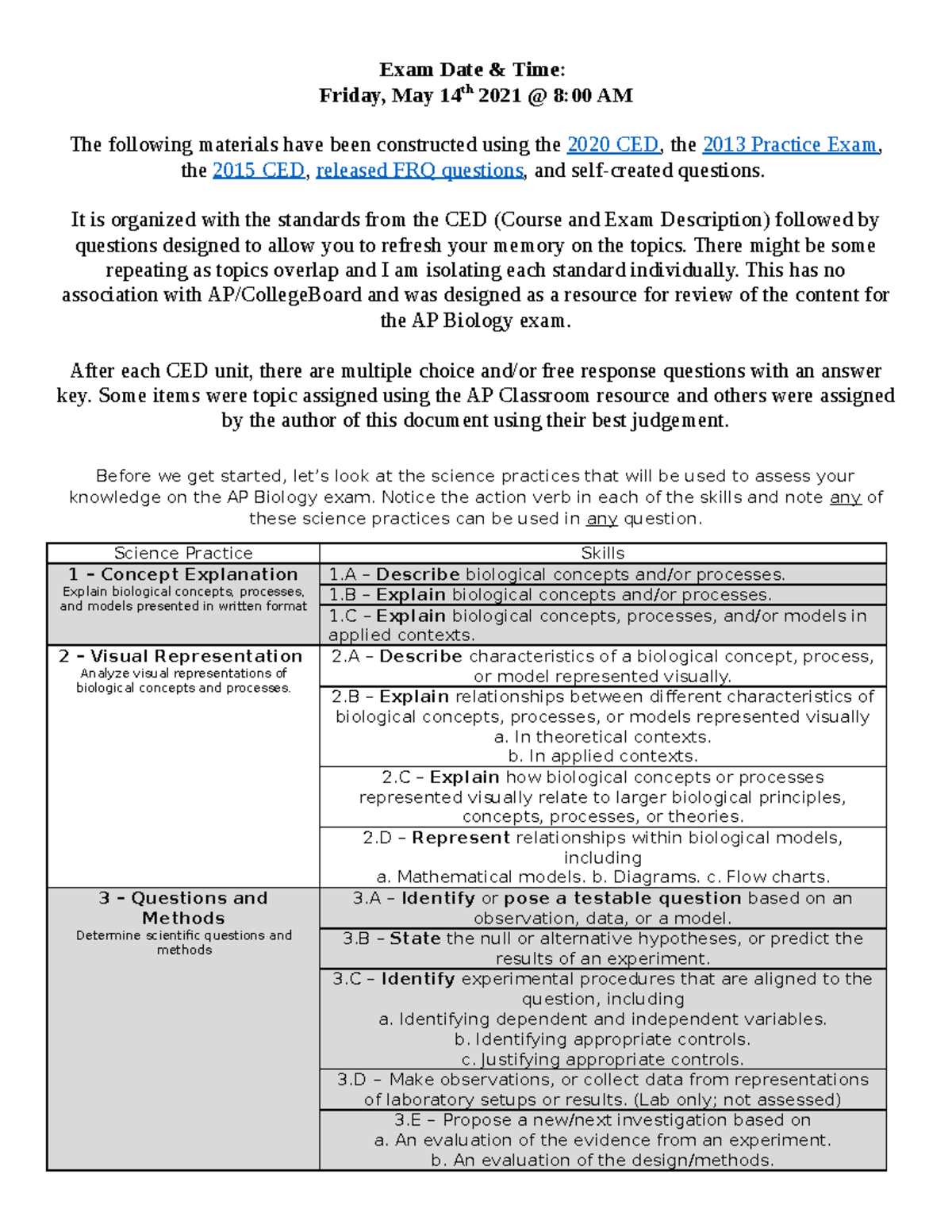AP Biology Exam Review Guide 2020: Key Concepts and Practice Questions ...