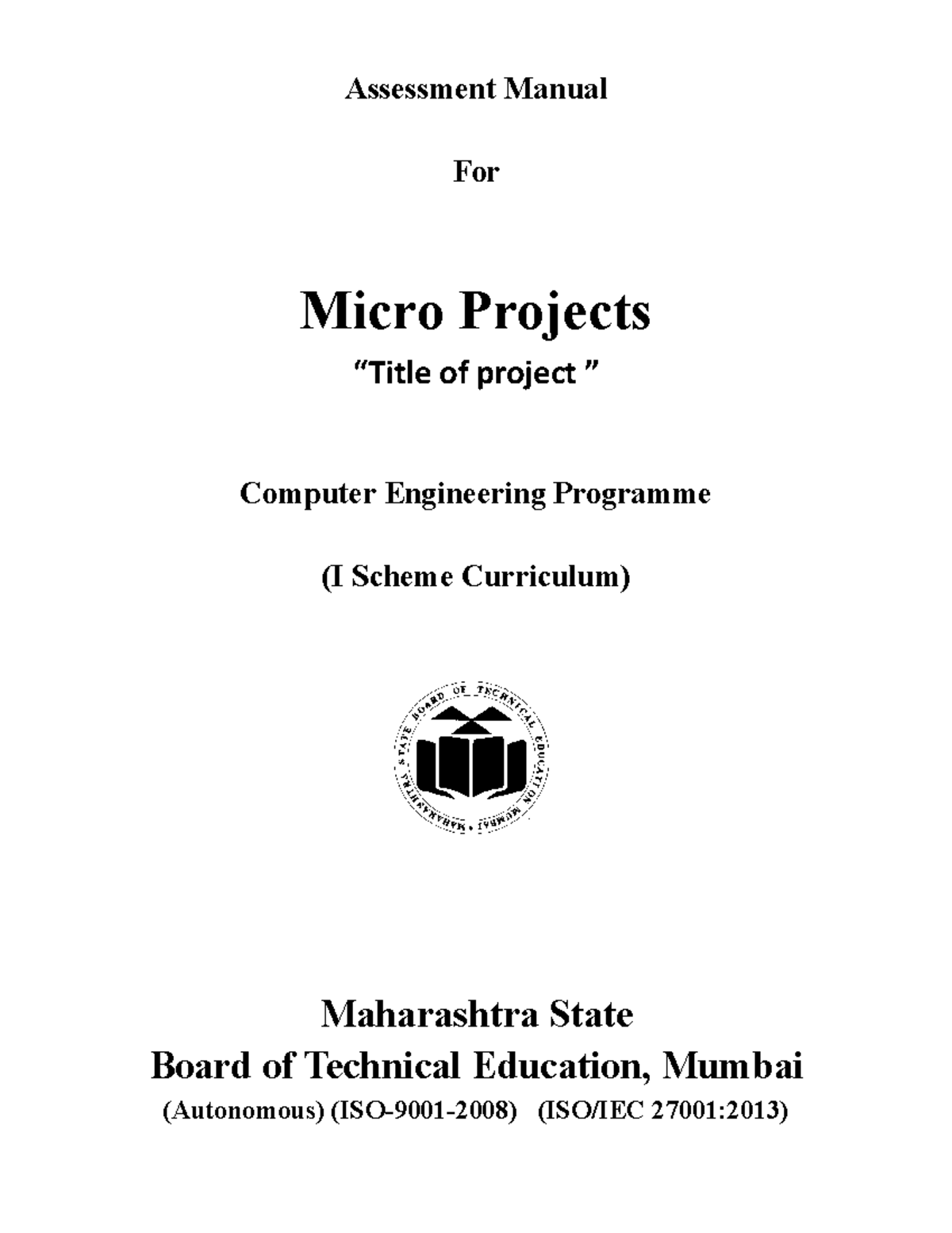 WPD PART A AND B - Assessment Manual For Micro Projects “Title of project ” Computer Engineering ...